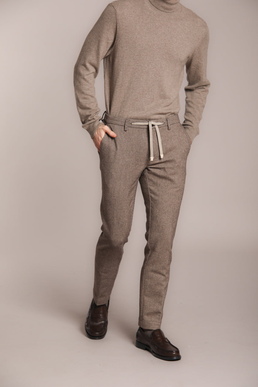 Chino Pants Man New York String Jogger Bicolor Dark Brown | Mason's ...